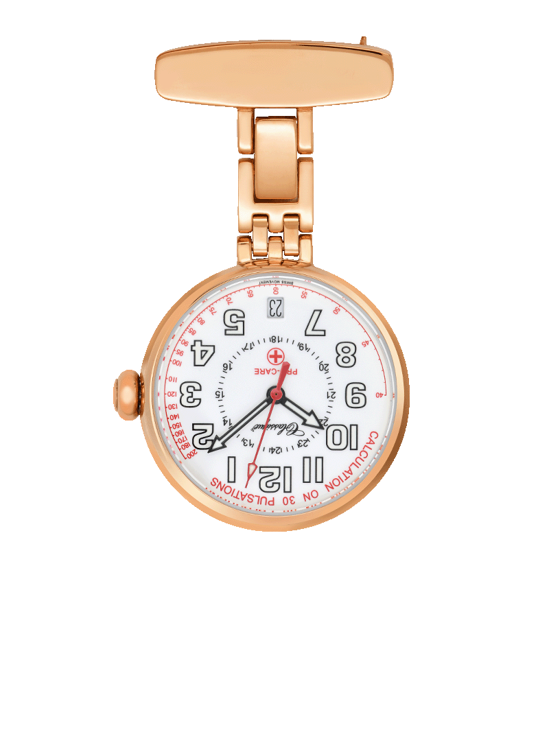 pro-care nurse gold plated stainless steel 30mm swiss quartz watch ...