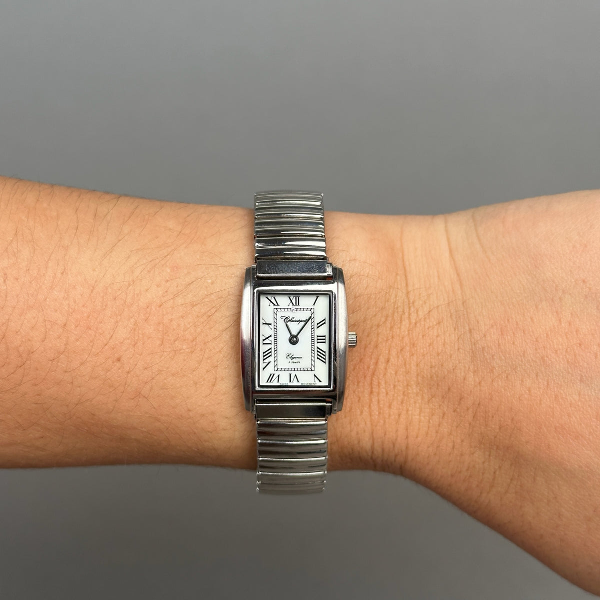 vintage ladies stainless steel flexi band rectangular watch – Classique ...